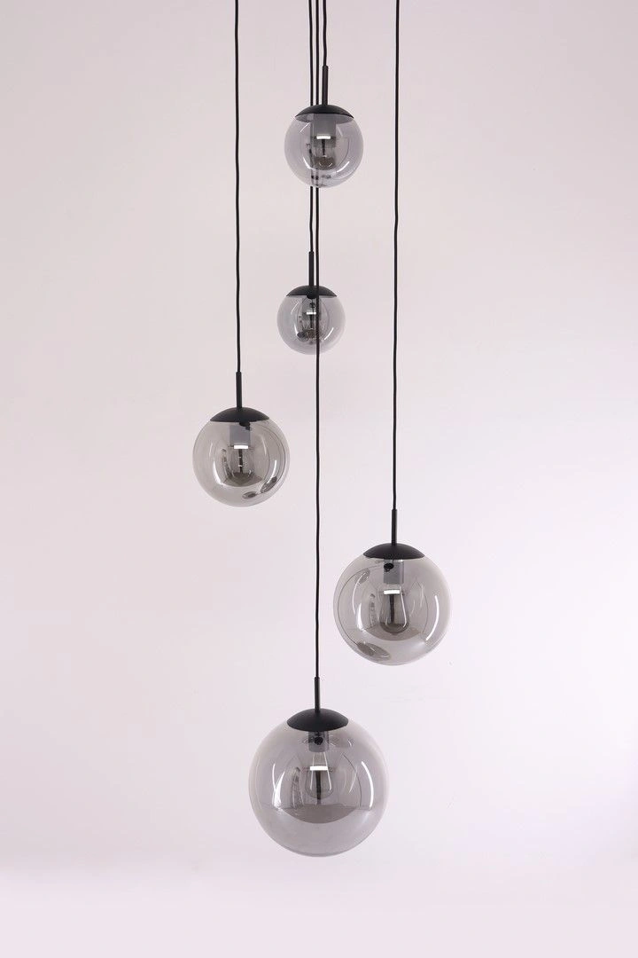 Videlamp 5 hangers | Rookglas bollen | Barco Lichttotaal